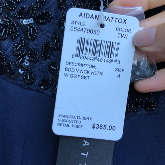 Dresses | Aidon Mattox Blue Beaded Gown | Poshmark